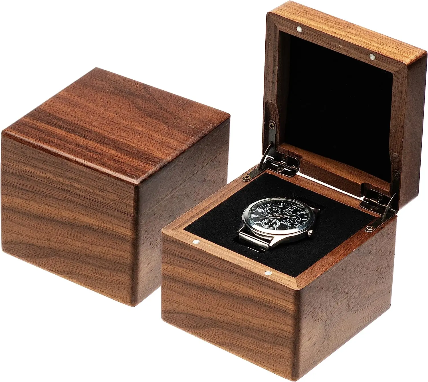Single Walnut Wooden Watch Gift Box Watch Storage Travel Case Organizer ...