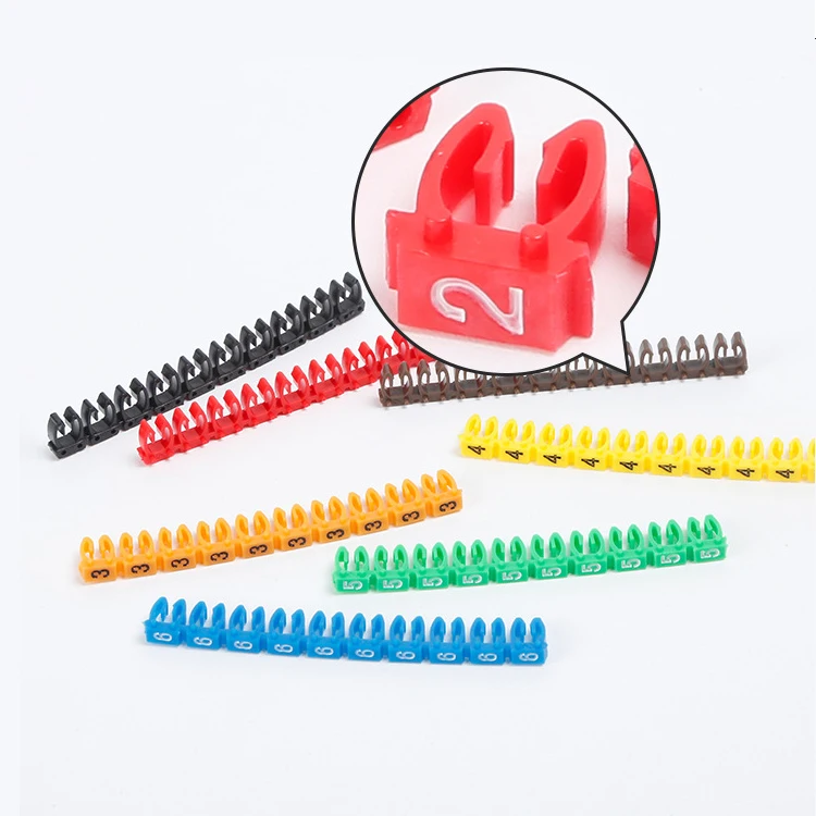 M-type Open Snap-on Colourful Cable Markers Digital Numbering Tube Wire ...