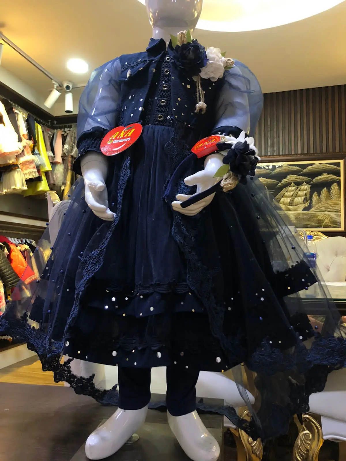 2023 Special Gown Big Frock Baby Girl Pink Flower Frocks