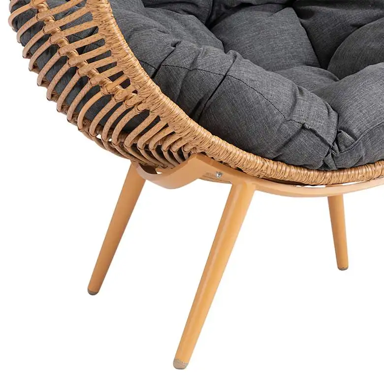 Paul Egg Accent Chair Made From Natural Rattan And Solid Teak Wood Legs ...