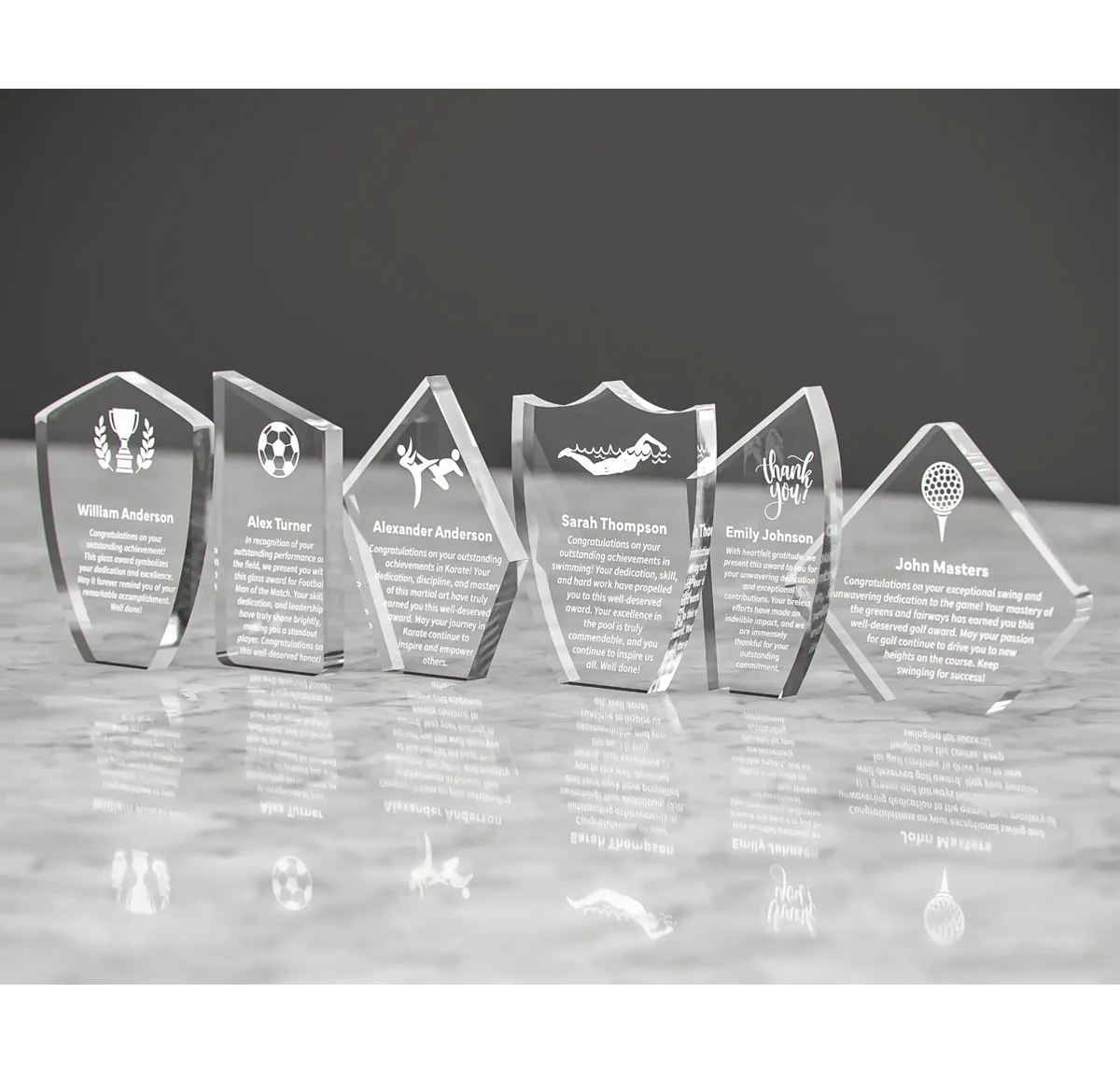 Engraved Glass Award Trophy Jade Oblivion Crystal Trophies Personalised ...