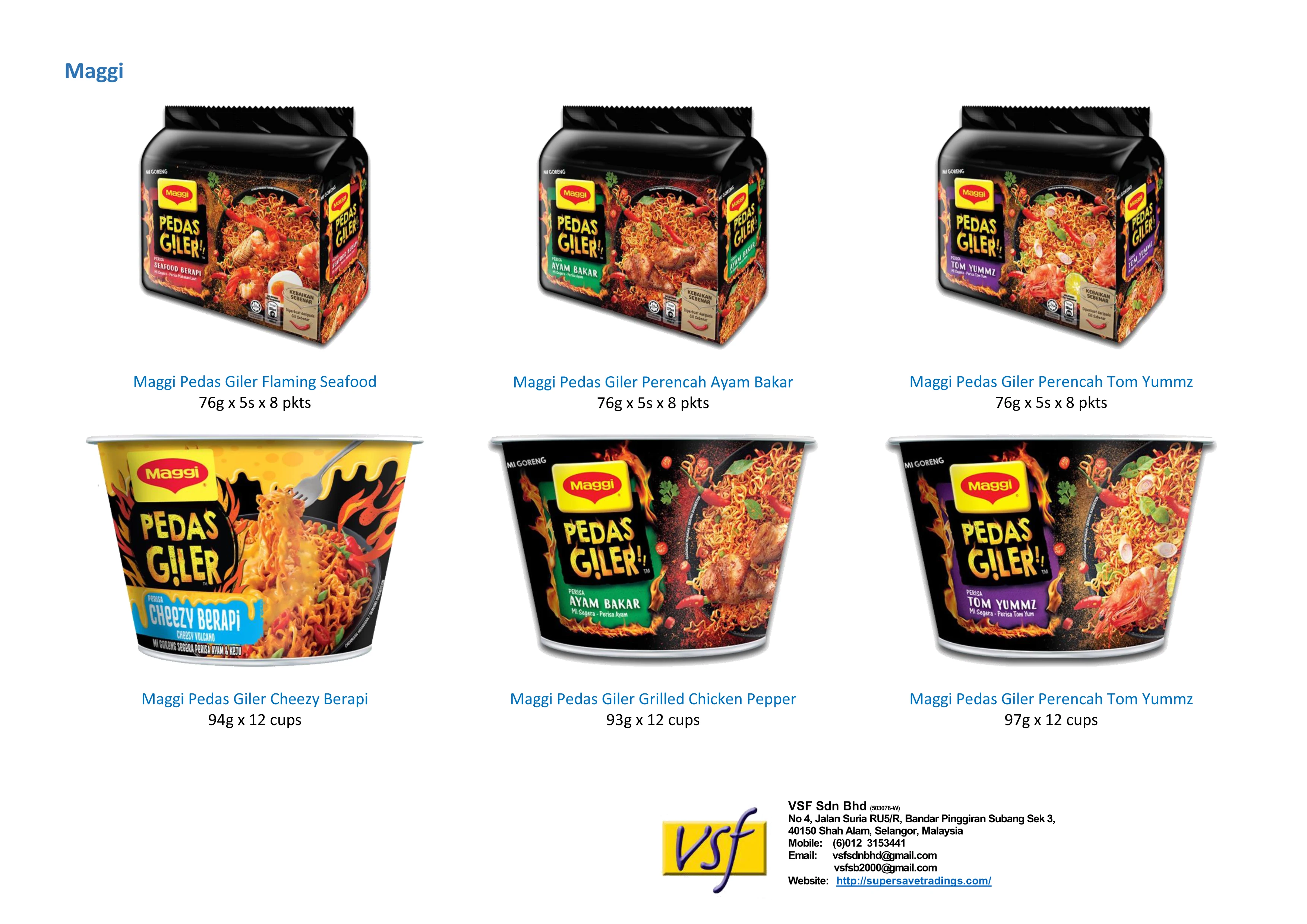 Maggi Mi Goreng Sambal Tumis Bilis Instant Noodle 75g X 5s X 8 Pkts