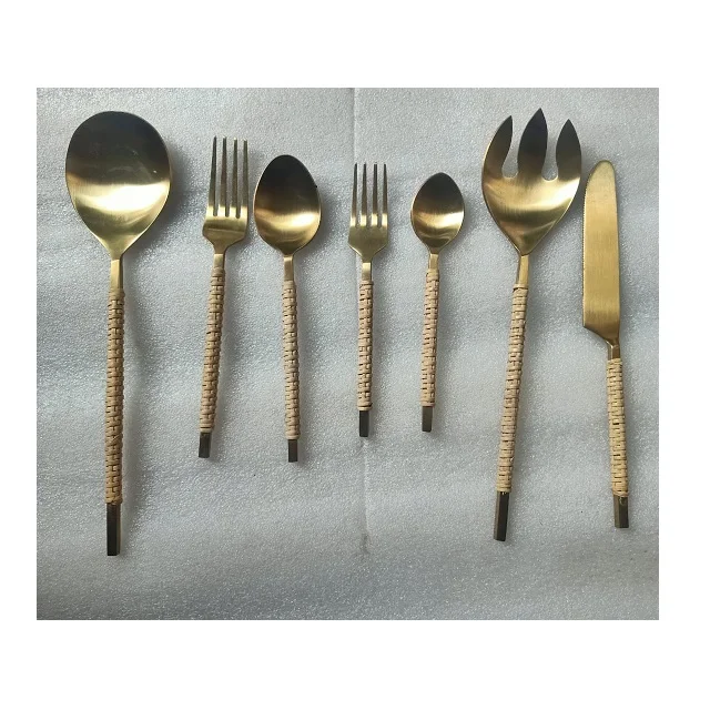 Luxury Fancy Kitchen Tools Set Metal Cutlery Set Flatware Set With Rope ...