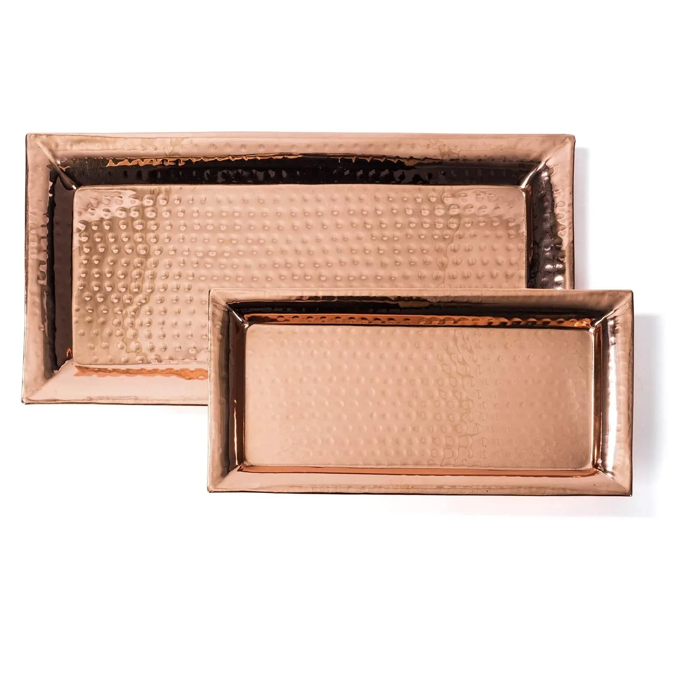 Copper Rectangle Serving Tray Set of Two Handmade Designer Platter ...