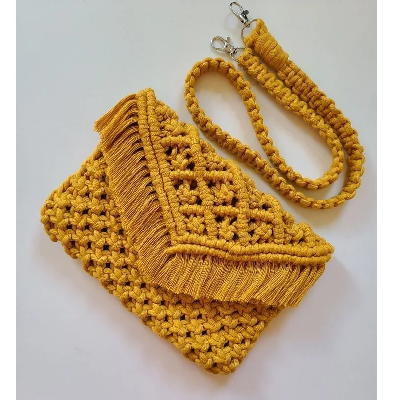 Bolsa De Macramé Moderna Para Mujer,Cuerda De Algodón Hecha A Mano ...