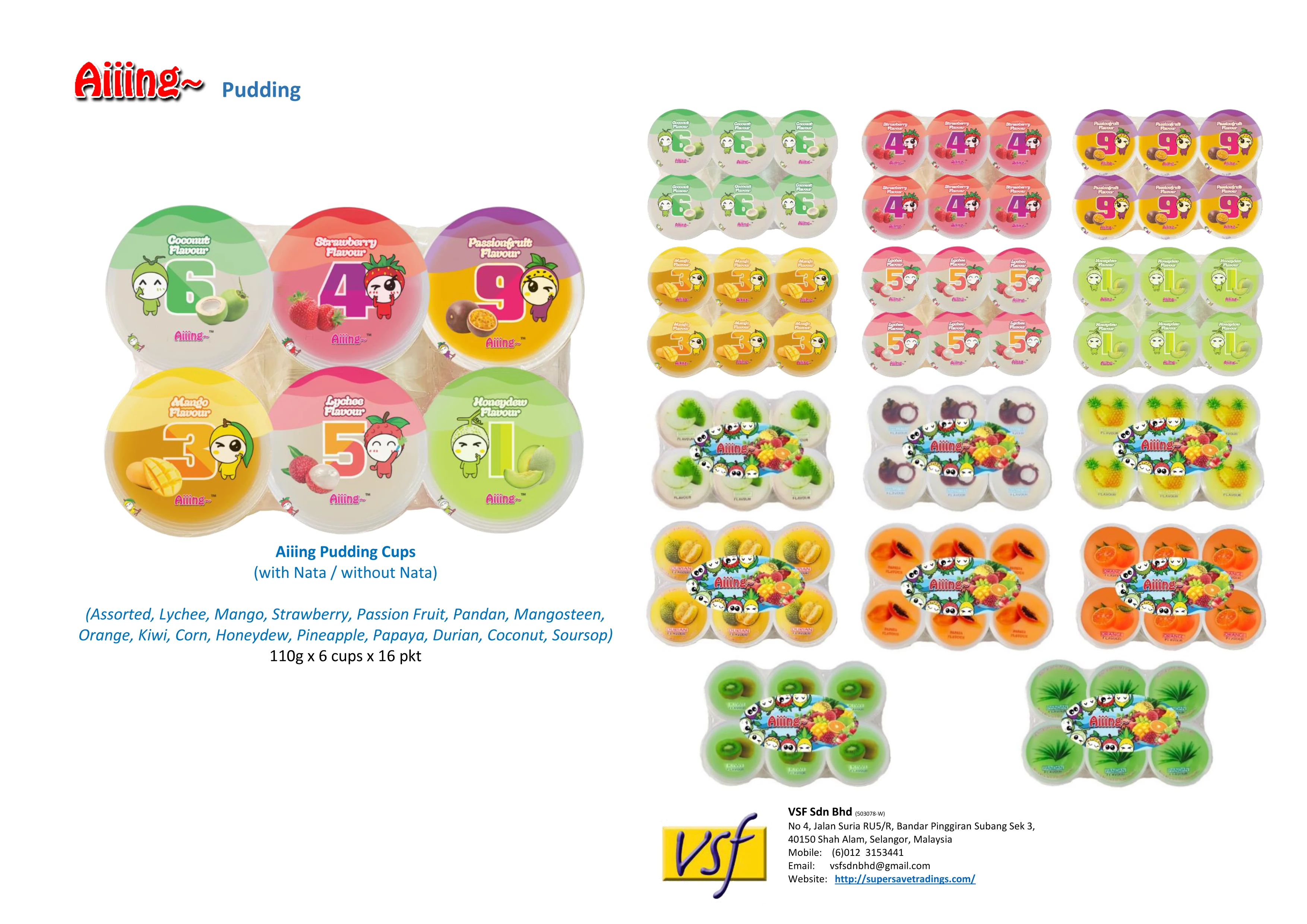 Aiiing Fruit Pudding Cups Aiiing Pudding Cups Lychee Flavour Pudding With Nata De Coco 110g X 6 ...