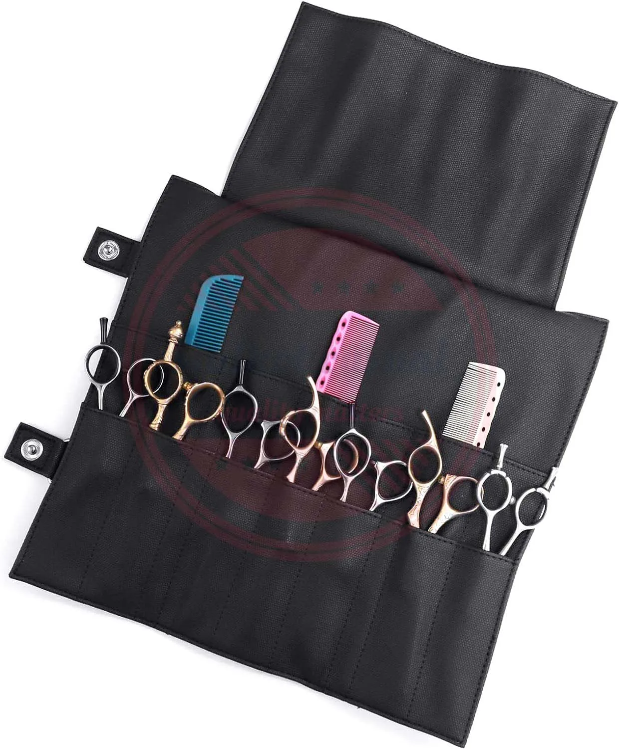 Salon Scissor Bag Roll Up 14 Pockets Pu Stylist Scissor Carry Holder\professional Hair Cutting ...