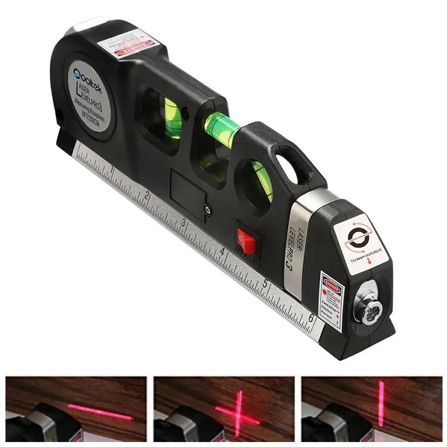 LV03 8ft Cross Line Measurement Ruler Leveling Laser Level Pro 3 Tools RECHARGEABLE and NON ...