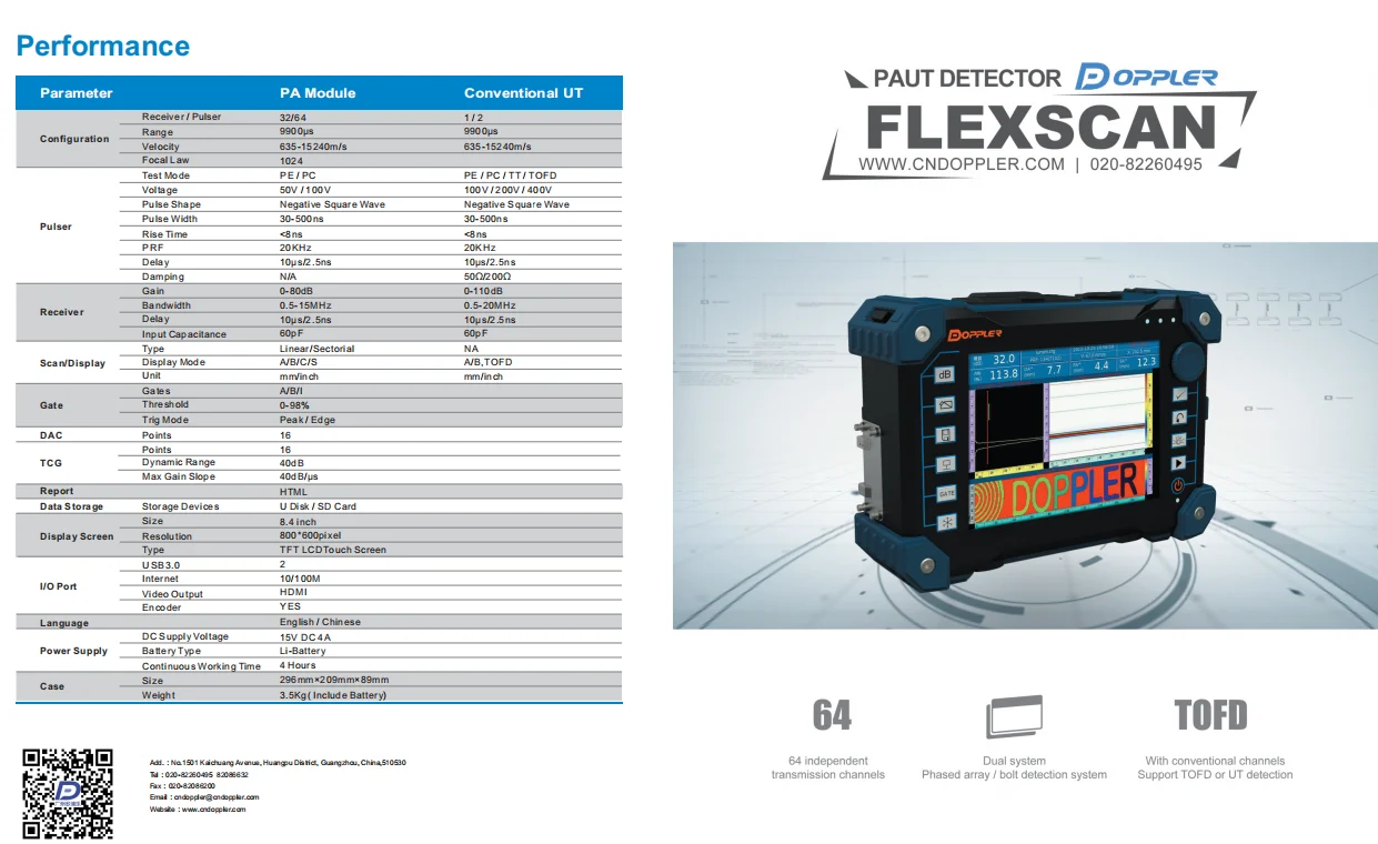 Flexscan 32/64 PR Portable Ultrasonic Flaw Detector & Inspection Equipment