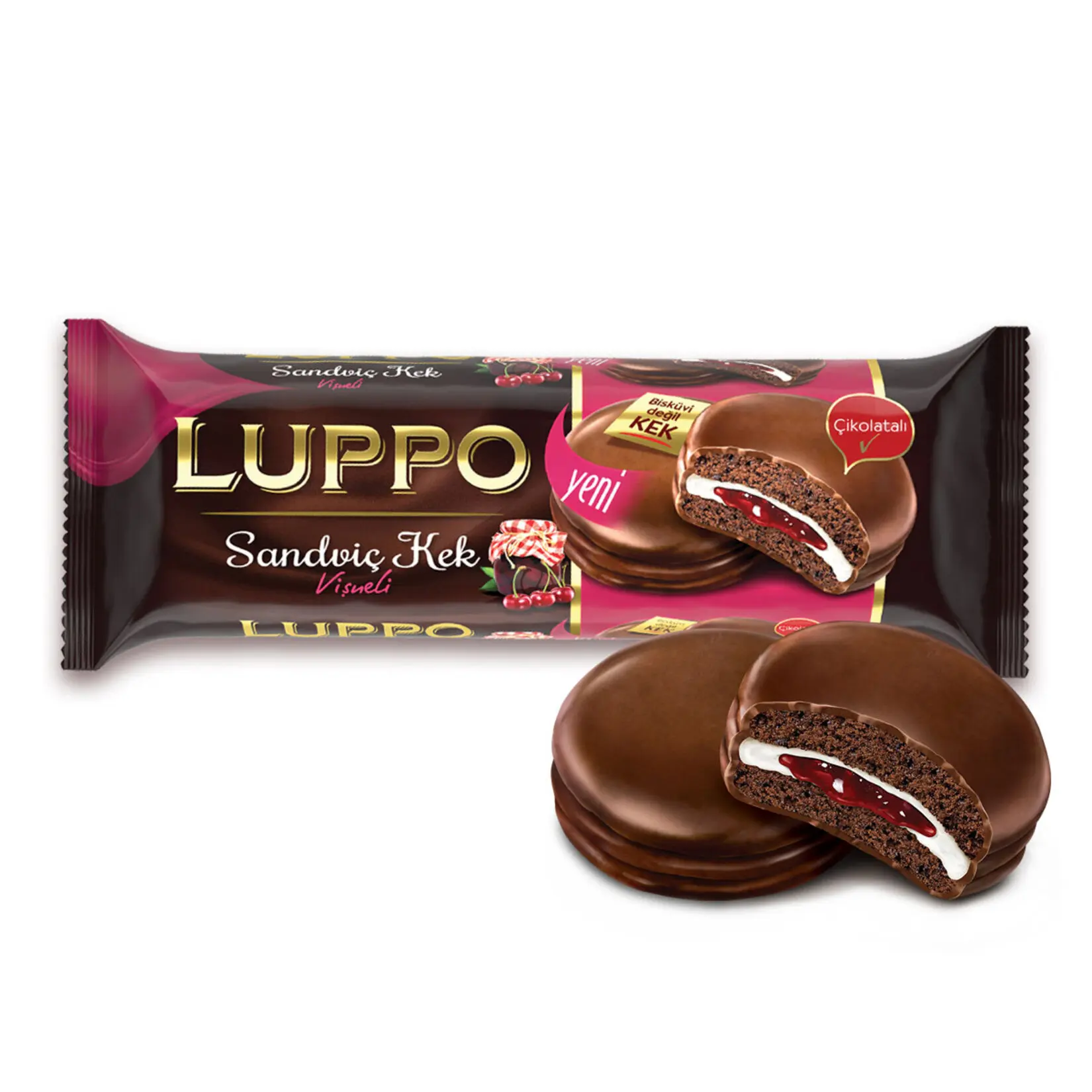 Solen Luppo Sandwich Cake Cherry With Marshmallow 184 Gr X 12 All Time ...