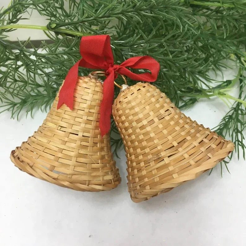 Wicker Bell Rattan Christmas Tree Decorations - Cheap Price