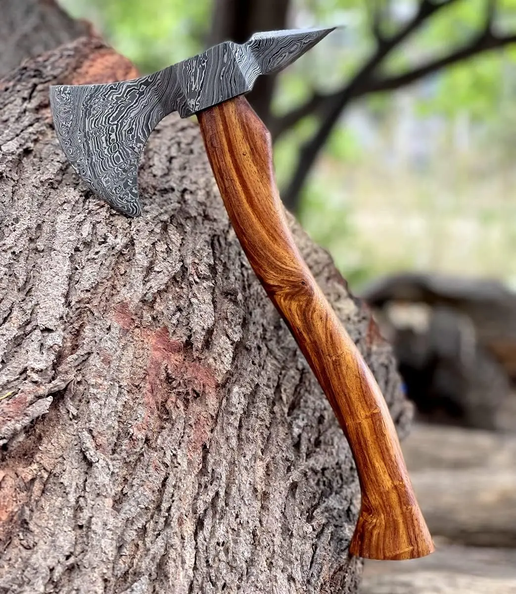 Damascus Hunting Axe - SCL Hand-Forged Viking Survival Axe