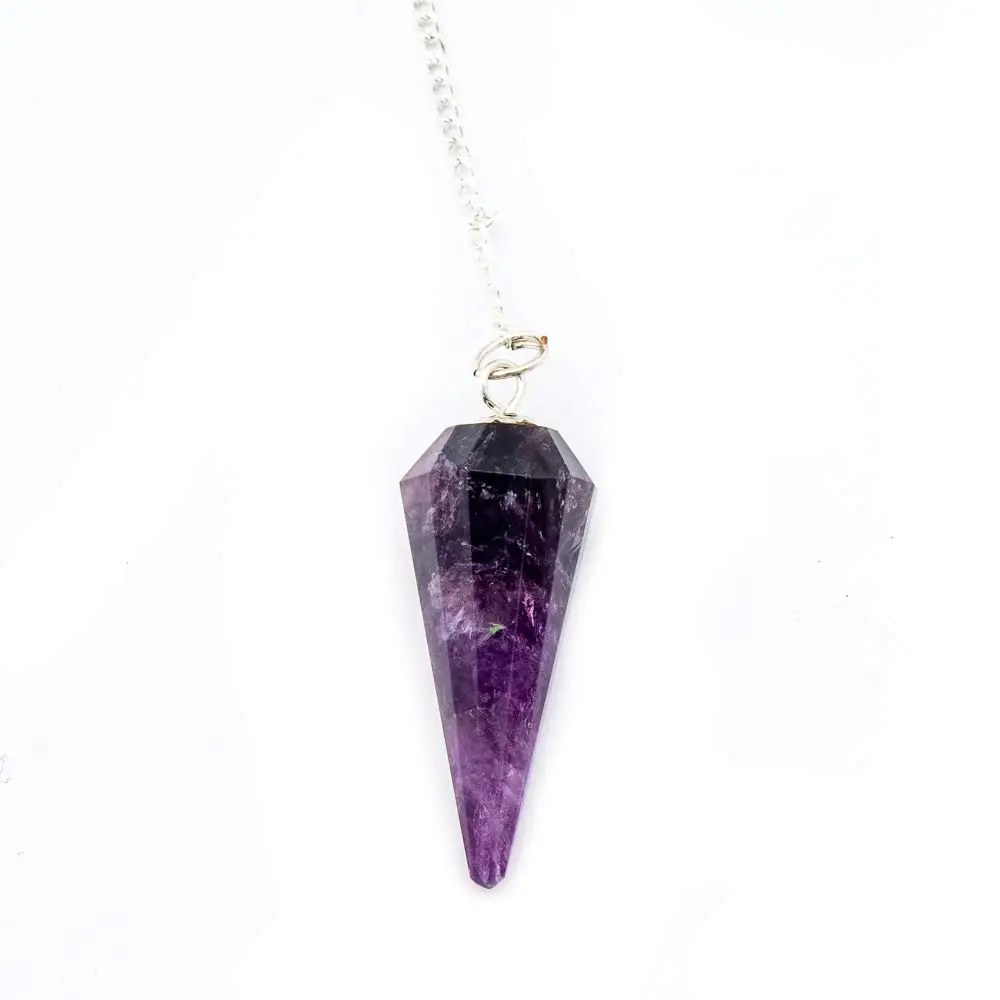 Natural Amethyst Crystal Pendulum Faceted Point Gemstone Reiki Healing Pendulums for Reiki And ...