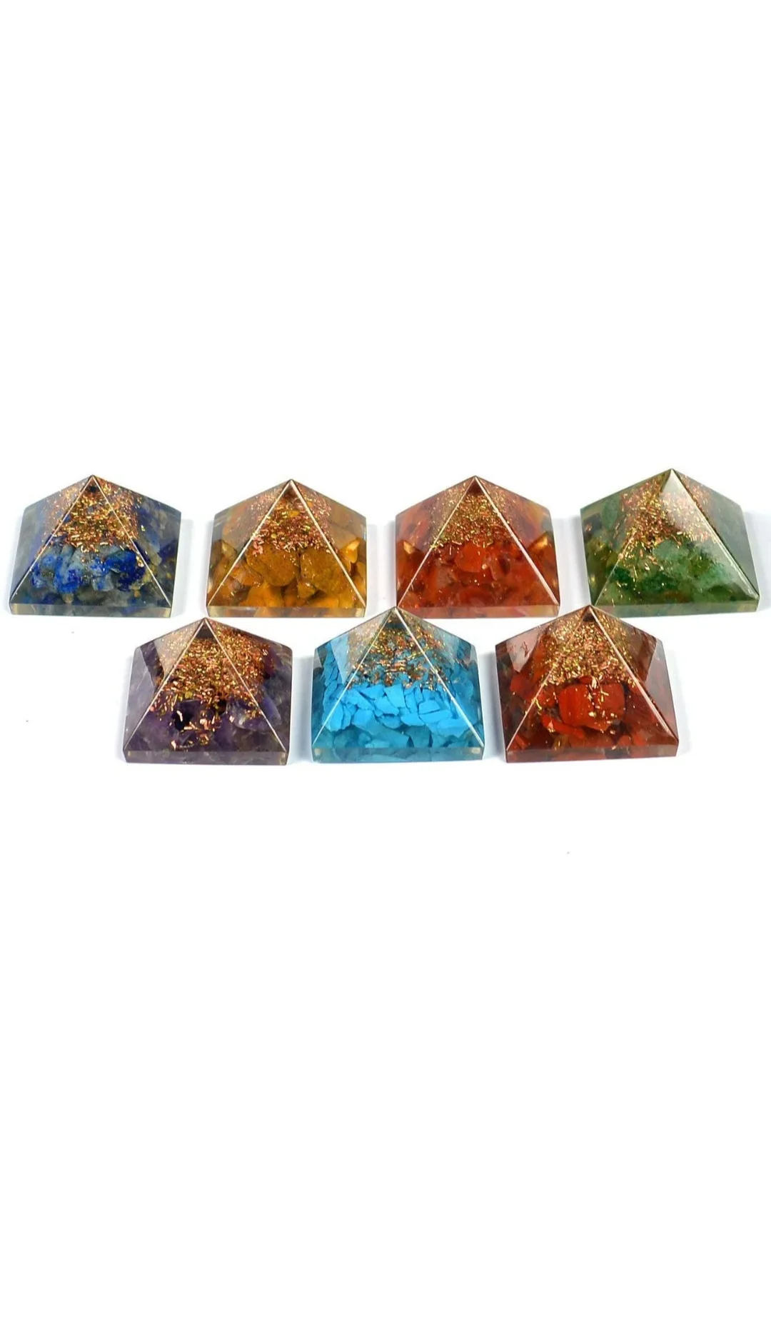 Orgonite Pyramids Natural Handmade Seven Chakra Orgone Pyramid Set ...