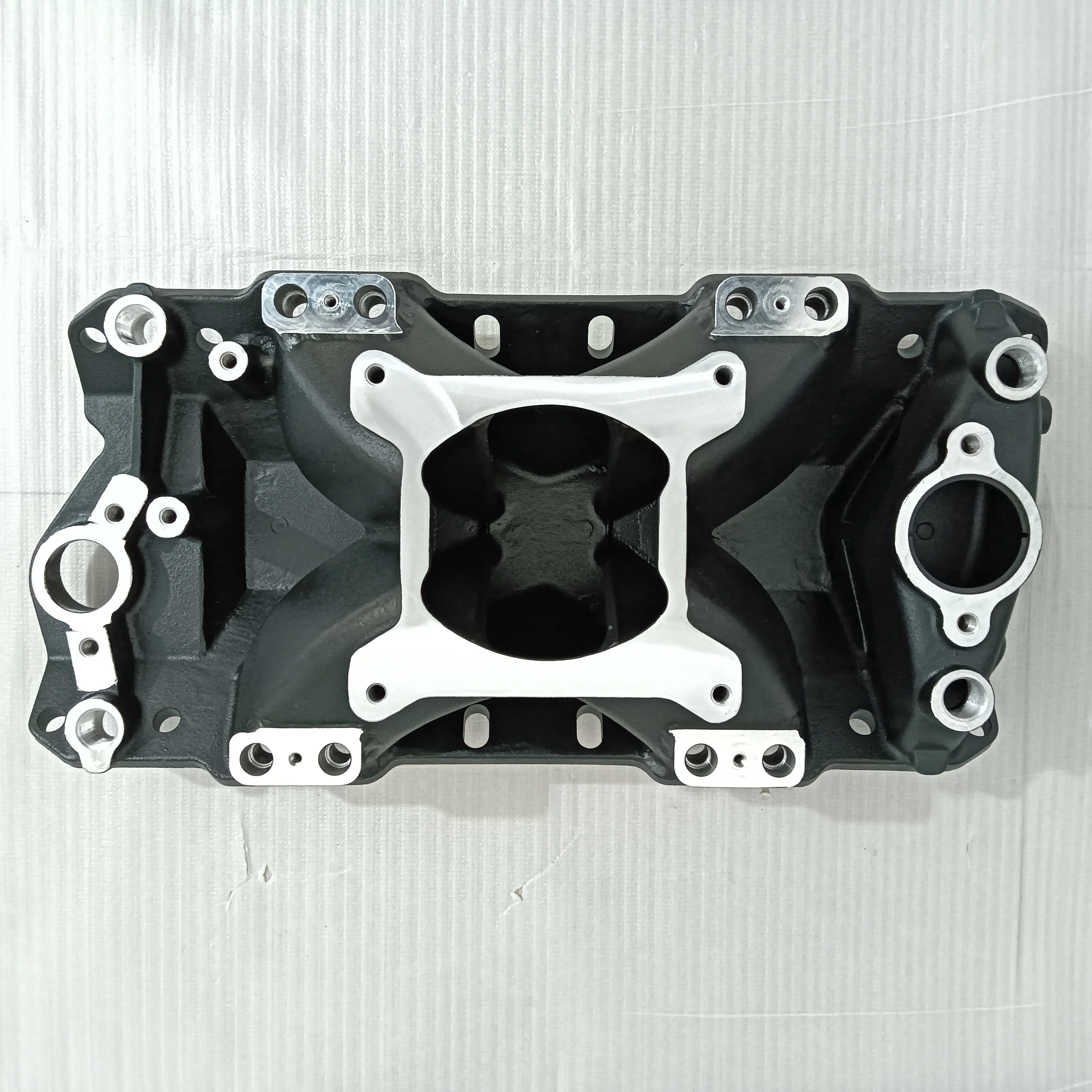 Aluminum Black SBC Single Plane High Rise EFI Intake Manifold with Fuel ...