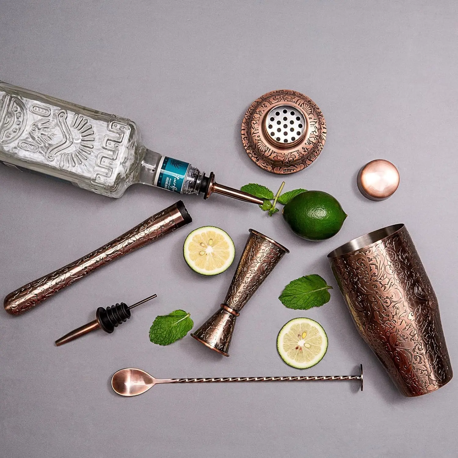 Premium Quality Metal Cocktail Making 6 Piece Set Bartender Kit For ...