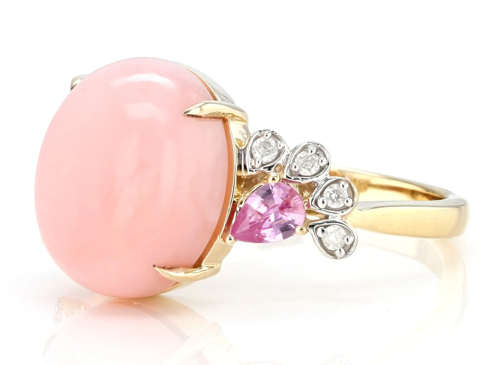 Blushing Beauty: Pink Opal 10k Yellow Gold Ring | A Radiant Symbol Of Elegance And Feminine ...