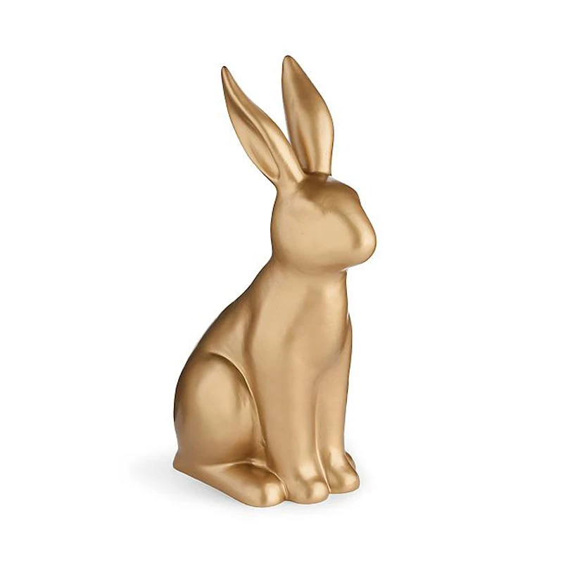 Modern Bunny Sculpture Metal with Gold Colour for Festive Decor