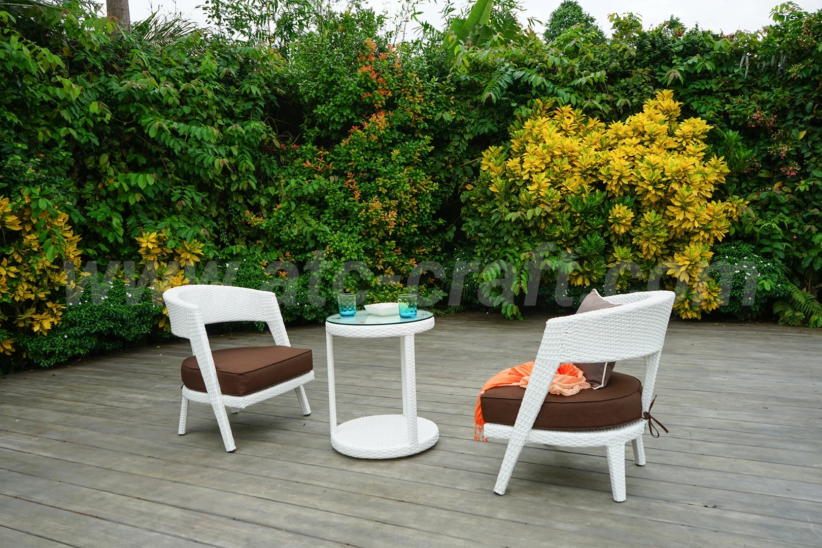 Modern Charming Pe And Wicker Patio Garden Tea Coffee Bar Set Luxurious ...