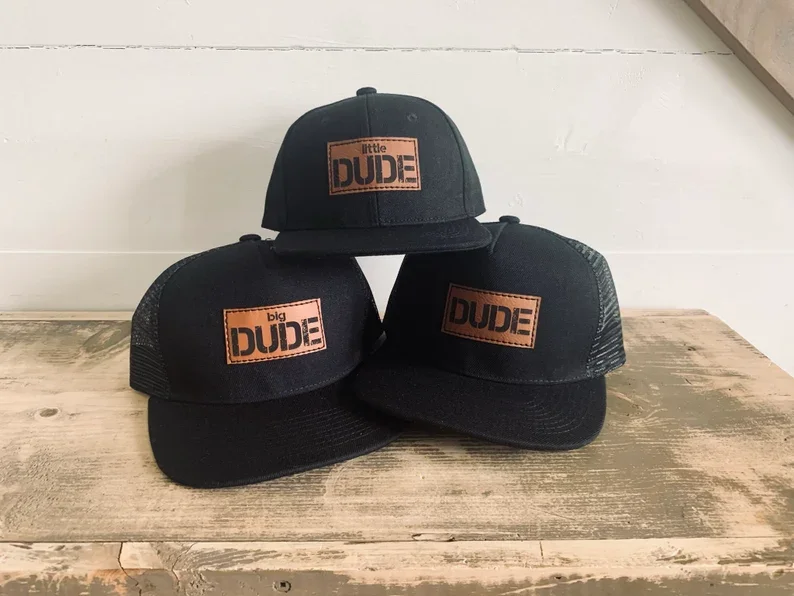 Snapback Cap Custom Leather Patch Flat Brim 6 Panels Adjustable ...