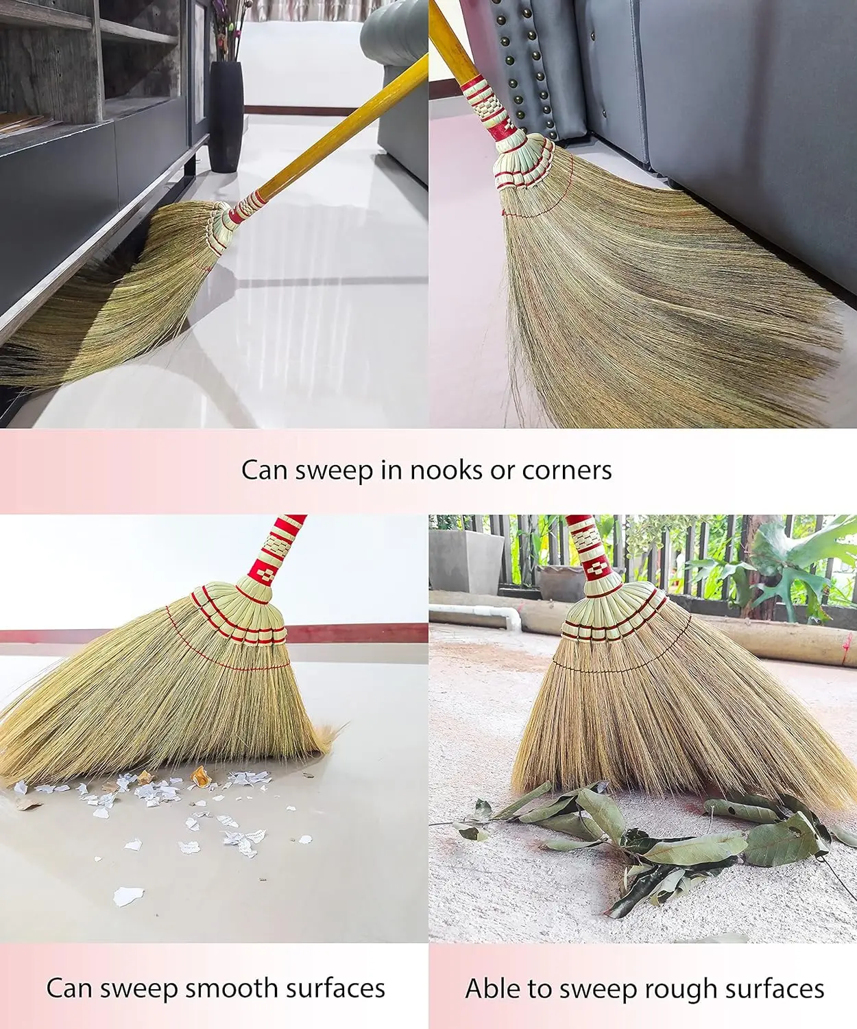 Indoor Lawn Broom With Bamboo Handled Broom For Floor Cleaning,Sweeping ...