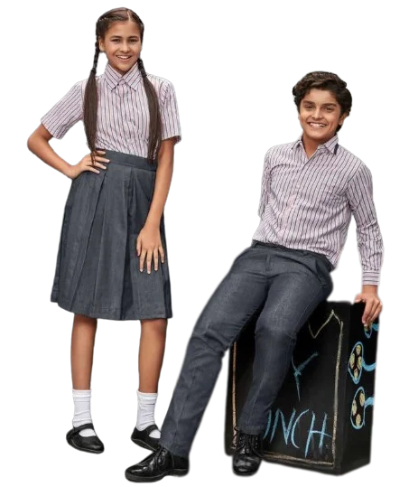 Exclusive New School Uniform Set - Checks Top & Plain Bottom