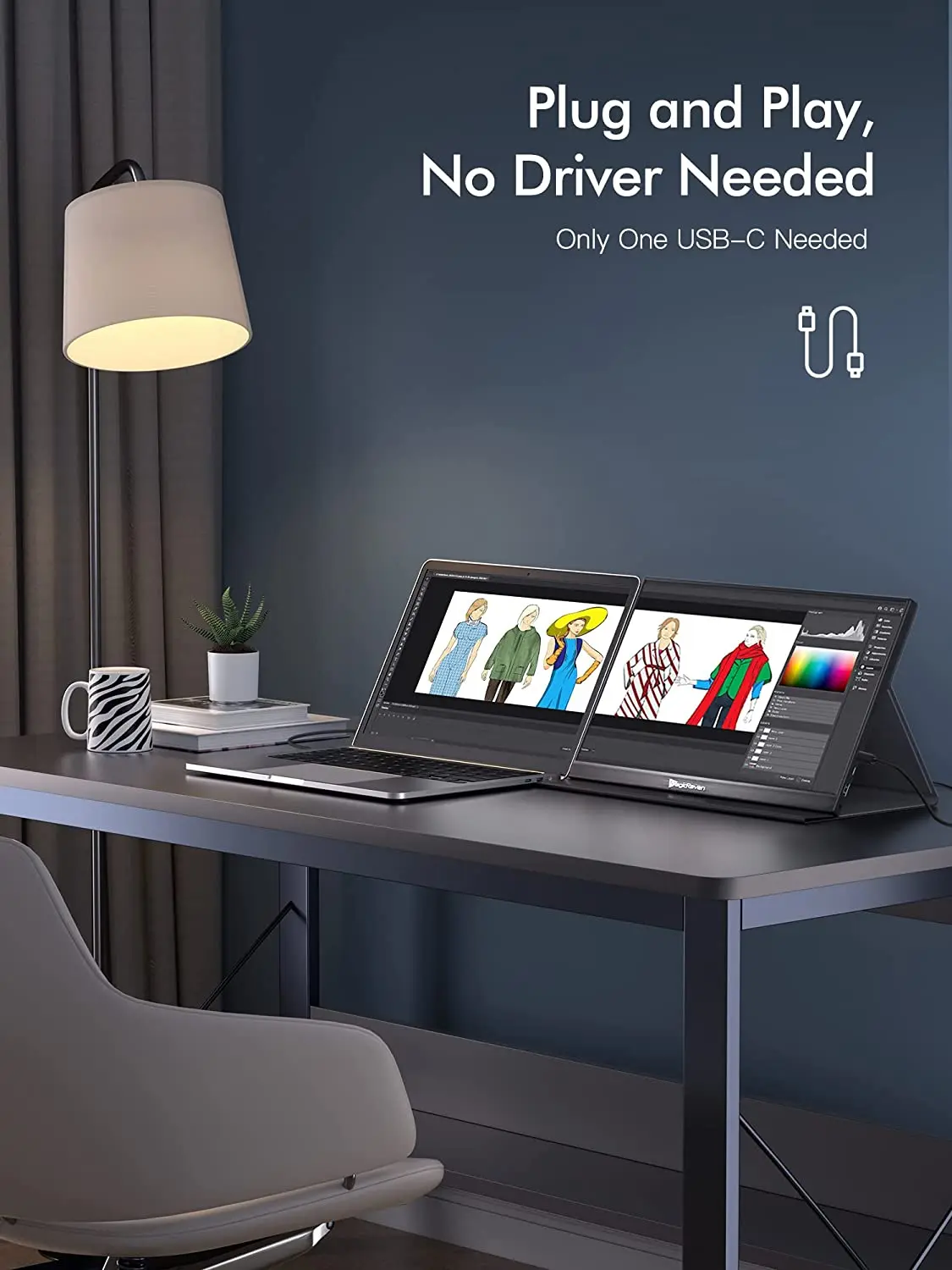 Portable Monitor 16 Inch 1200P FHD IPS Laptop Monitor Dual Screen ...