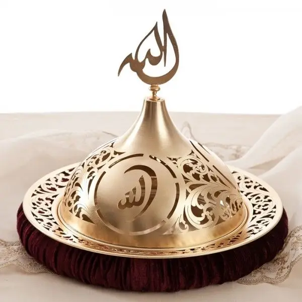 Traditional Arabic Bakhoor Pot Handcrafted Wood & Metal Incense Burner ...