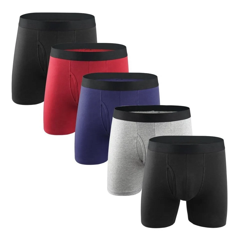 Men's Underwear Briefs 100% Cotton Woven Boxer Shorts Full Cut Longer ...