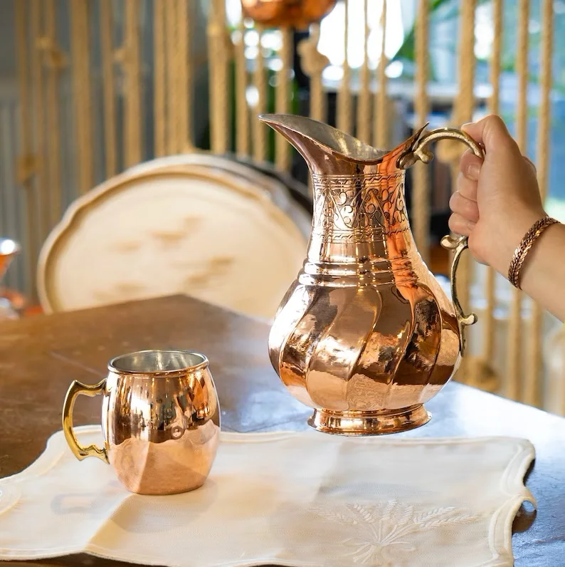 Drinking Copper Jug With Brass Handle Top Quality Fine Metal Copper ...