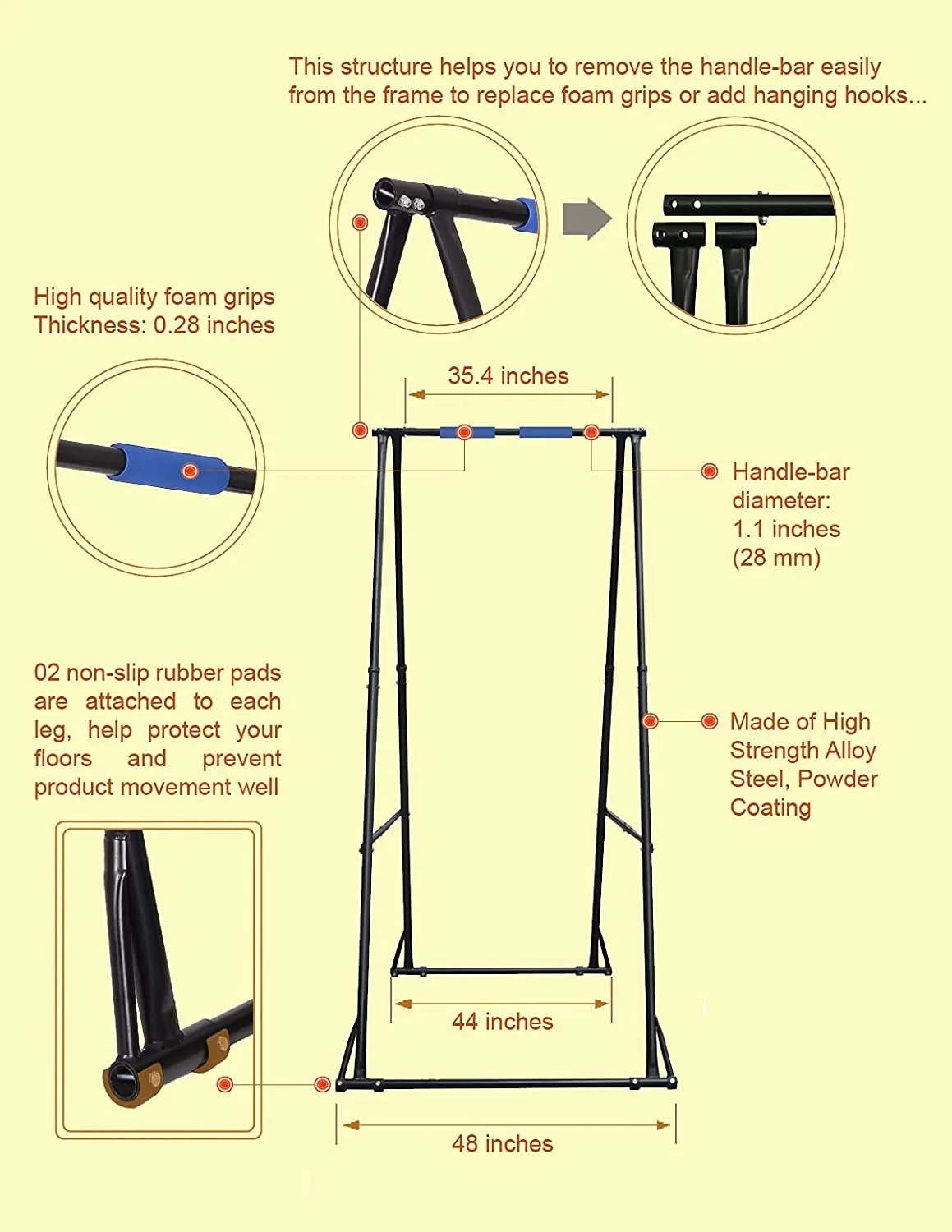 Amazon Best Quality Foldable Free Standing Pull Up Bar Stand Sturdy ...