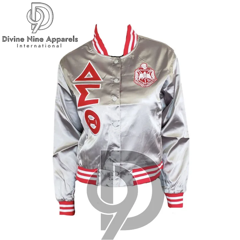 Varsity Jacket Custom Made Satin Crest & Letters Embroidered Greek ...