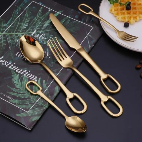 Stunning Design Rose Gold Finished Tabletop Cutlery Home Restaurant And ...