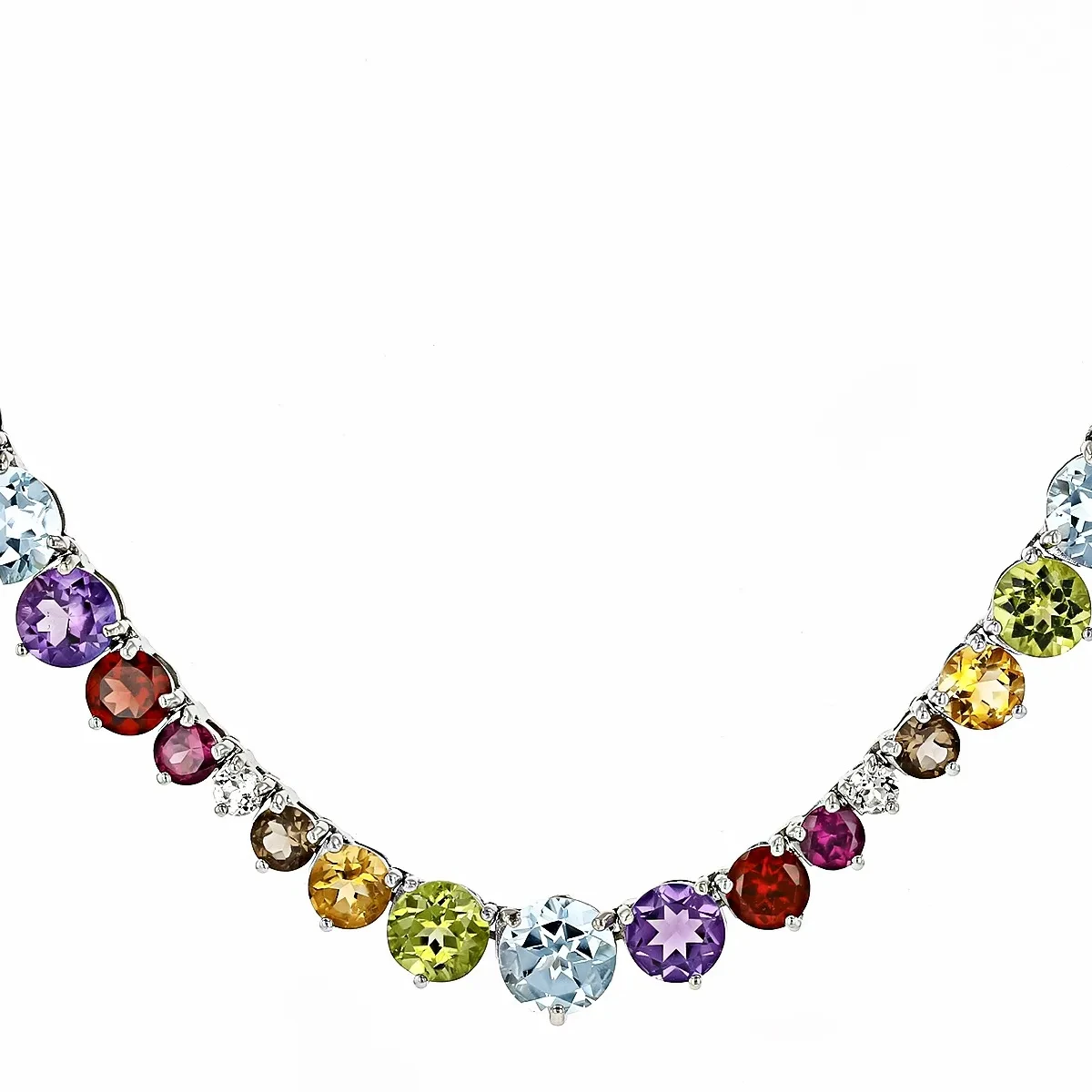 Radiant Spectrum Multi-gem Necklace,Rhodium Over Sterling Silver,A ...