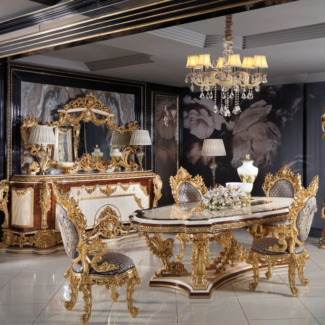 Luxury Classic Stella Dining Set With Solid Wood Material And Handmade ...