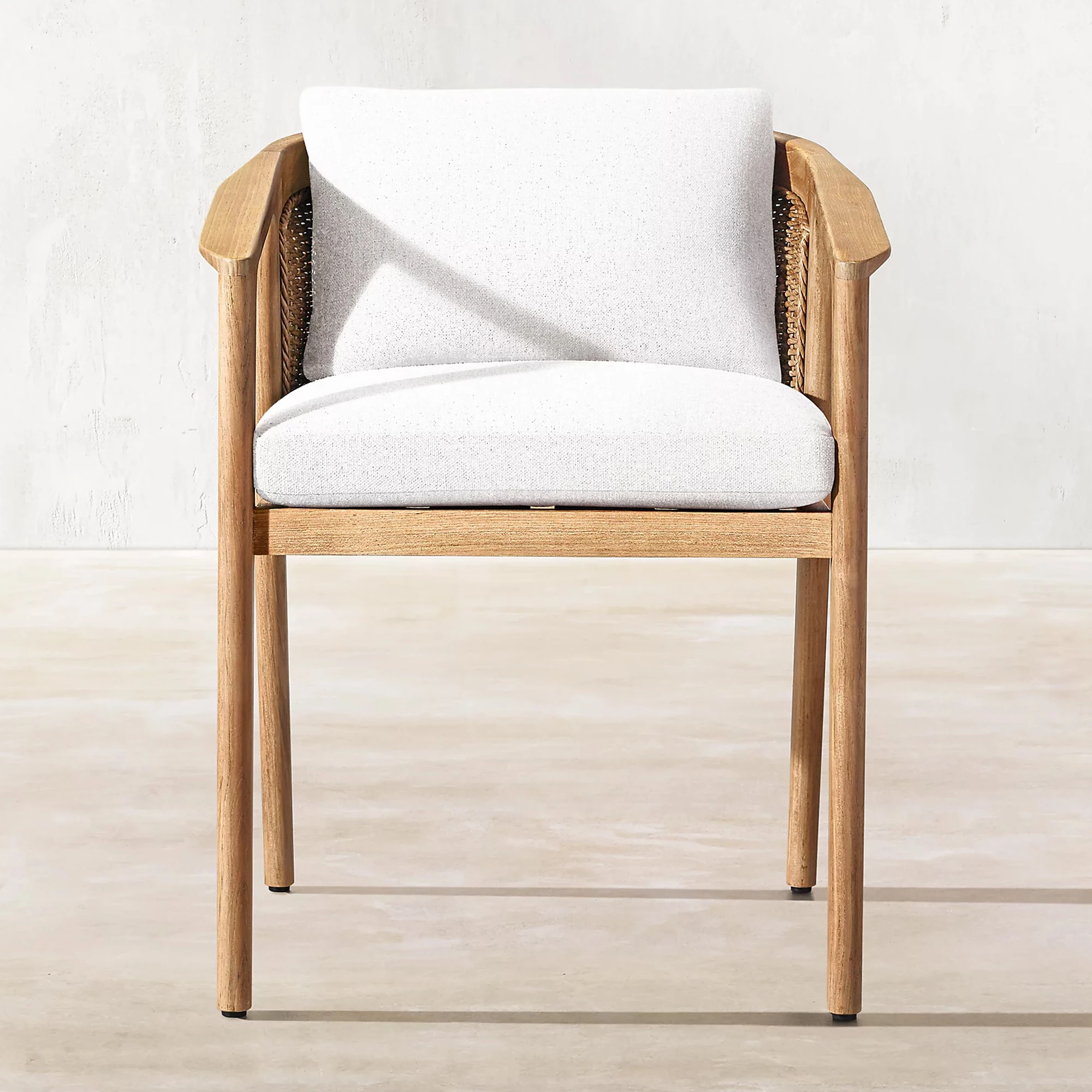 Premium Solid Teak Wood Dining Armchair - All-Weather Wicker Chair ...