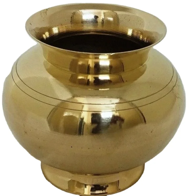 Handmade Traditional Brass Antique Golden Hindu Worship Pot Holy Water ...