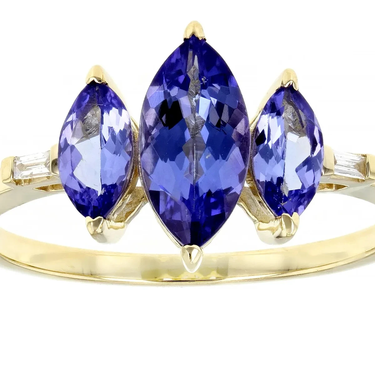 Cerulean Charm: Blue Tanzanite 10k Yellow Gold Ring | Elegant Fine ...