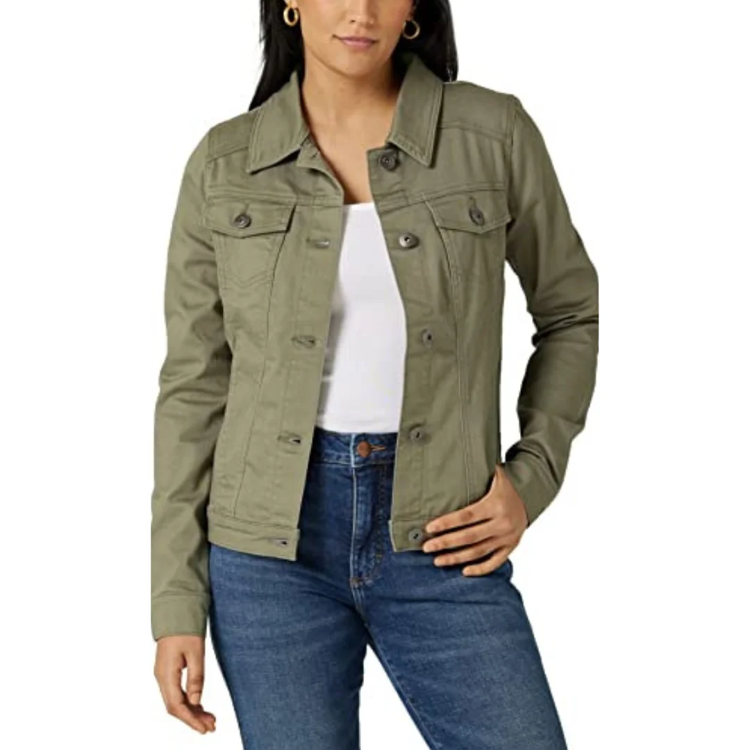 Custom Made Women's Long Stretch Denim Jacket for Winter