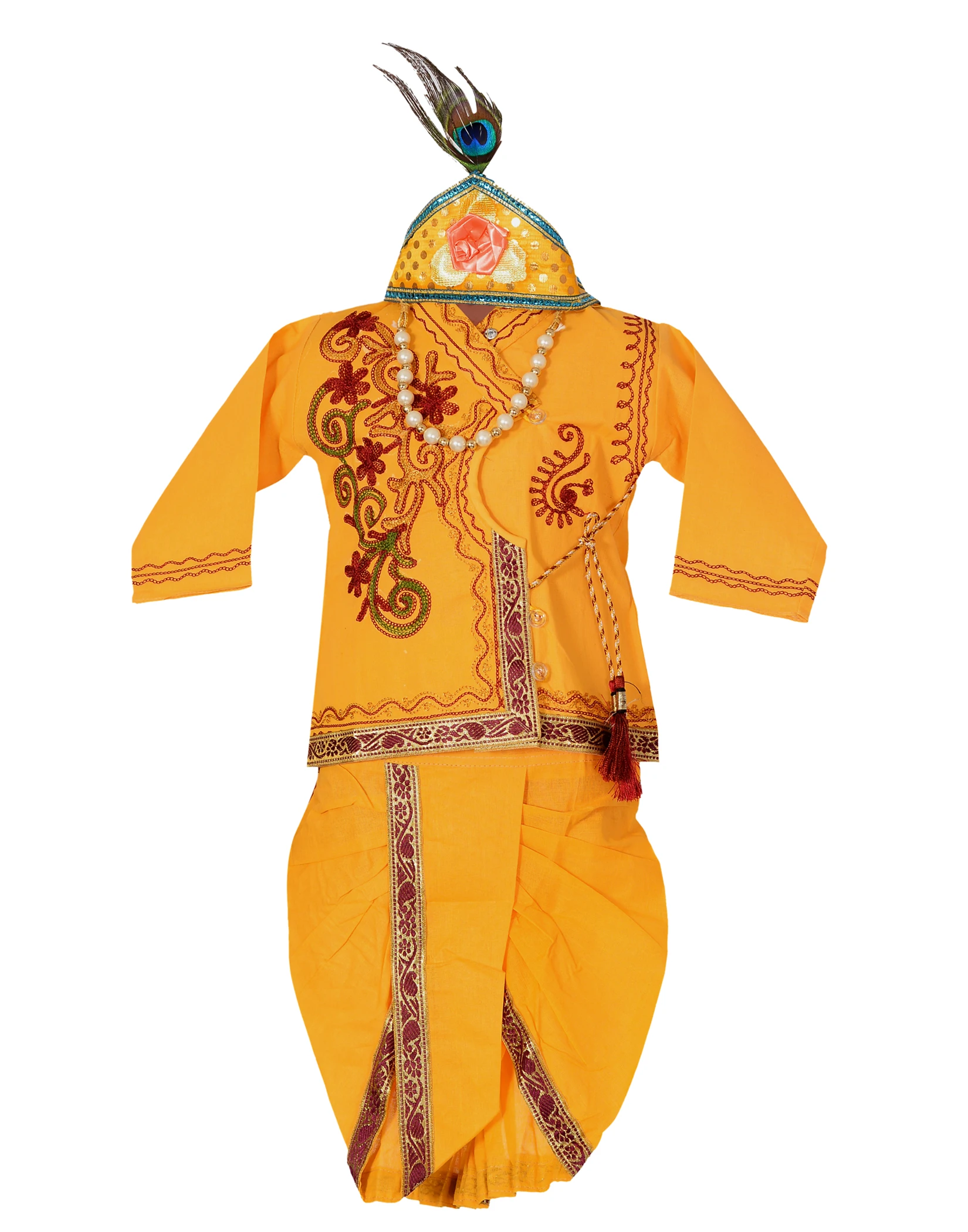 Cotton Krishna Dress Kids Costume Harmonium Dhoti With Handicraft Kurta ...