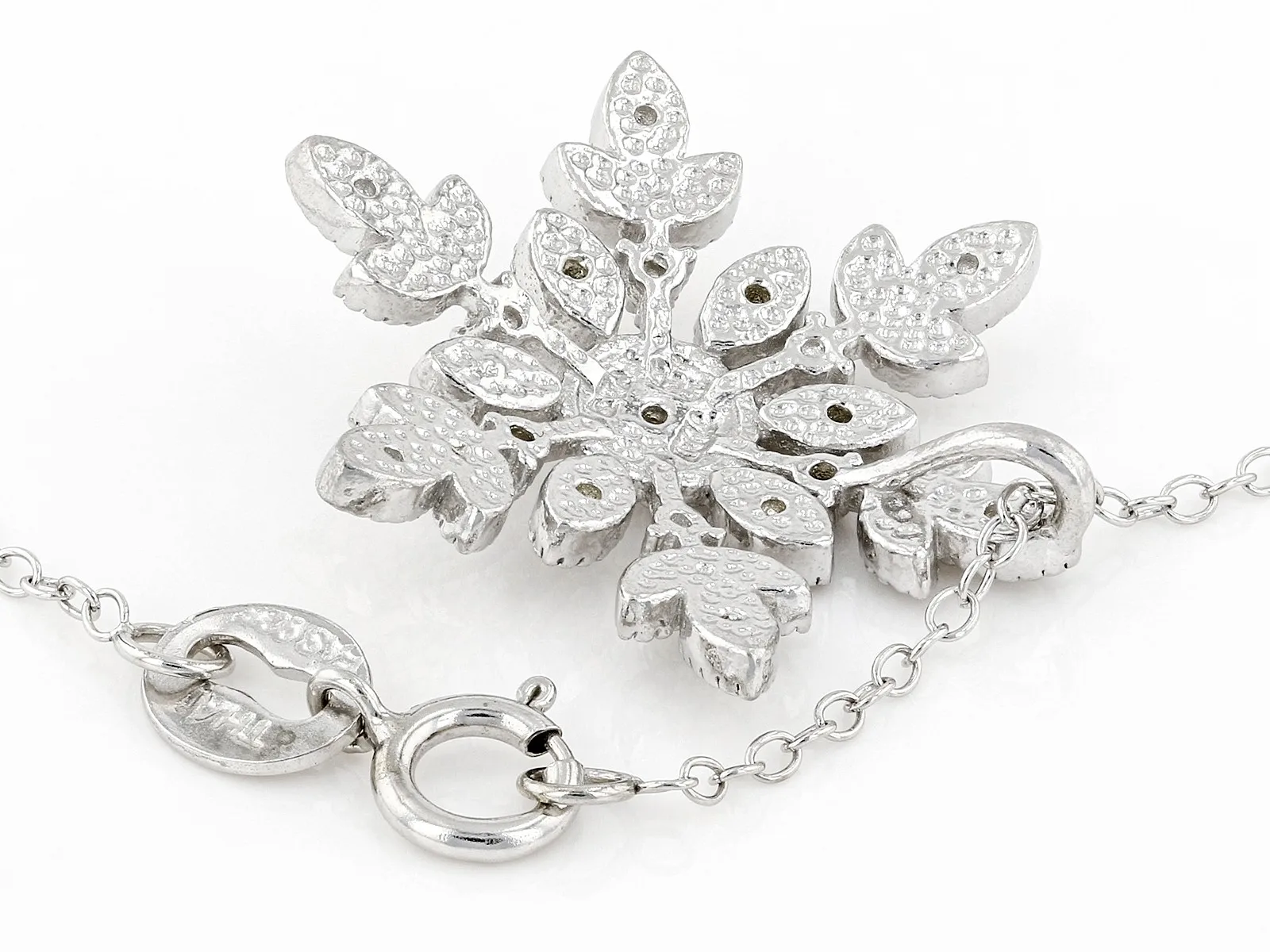 Frozen Elegance: White Diamond Rhodium Over Sterling Silver Snowflake ...