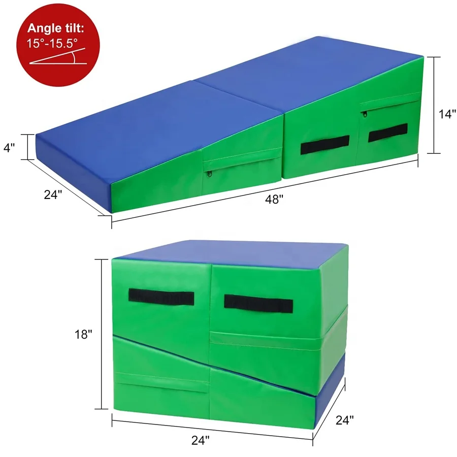 ZONWINXIN Folding Gymnastics Wedge Incline Mat for Female and Kid Home ...