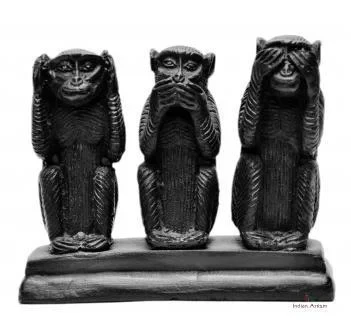3 Wise Monkey Set Black Monkeys Animal Home Office Decoration Resin ...