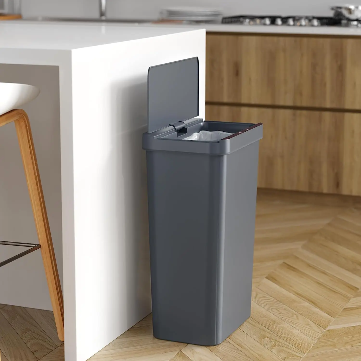 Prime 13.2 Gallon Plastic Sensor Trash Can,Durable Dent-proof ...