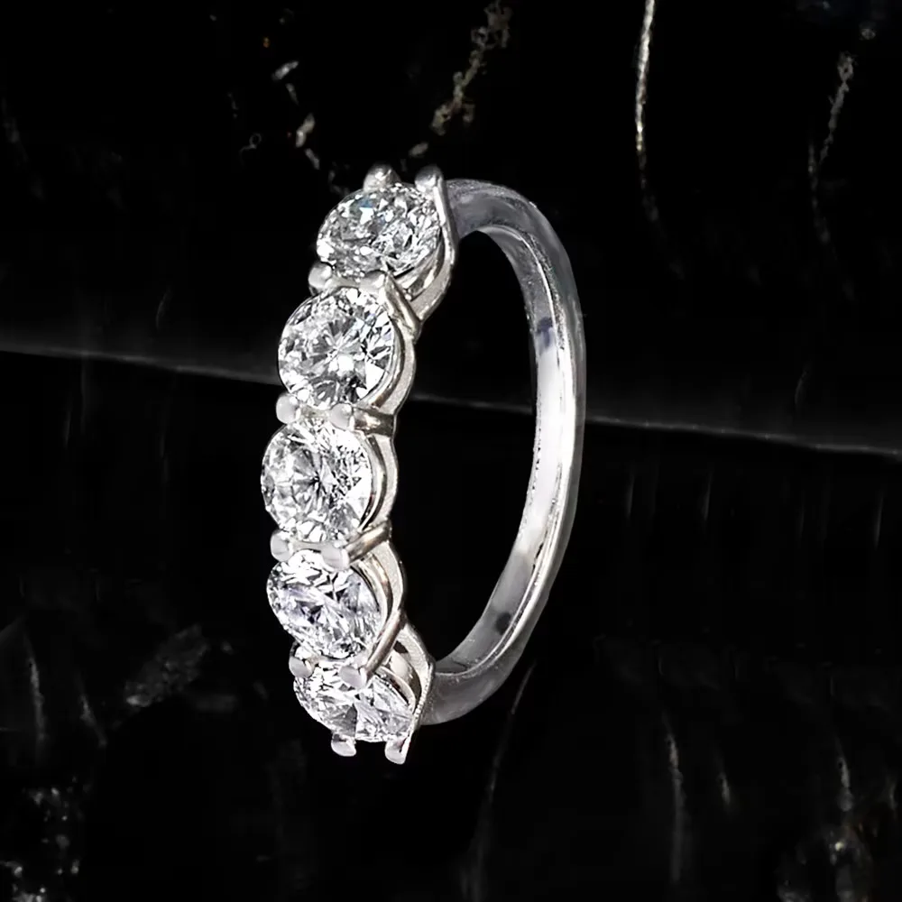 Elegance Five-stone Lab-grown Diamond Ring 14k White Gold | Elegant ...