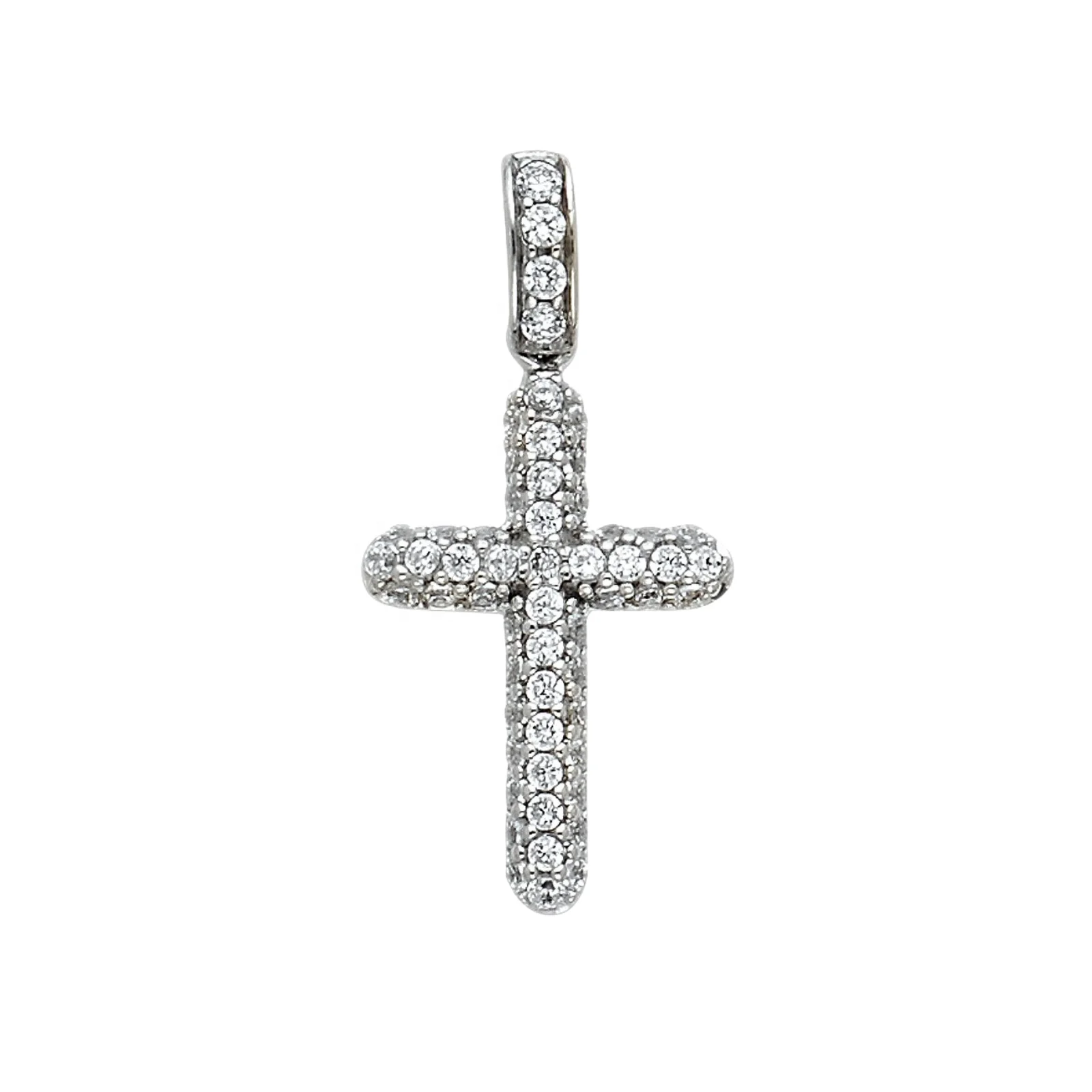 Silver Plated Diamond Studded Cross Pendant Fashion Jewelry Accessories ...