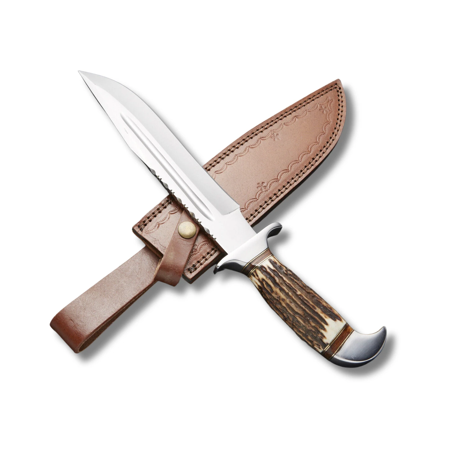 Handmade Carbon Steel Bowie Knife With Rose Wood Handle And Fine ...