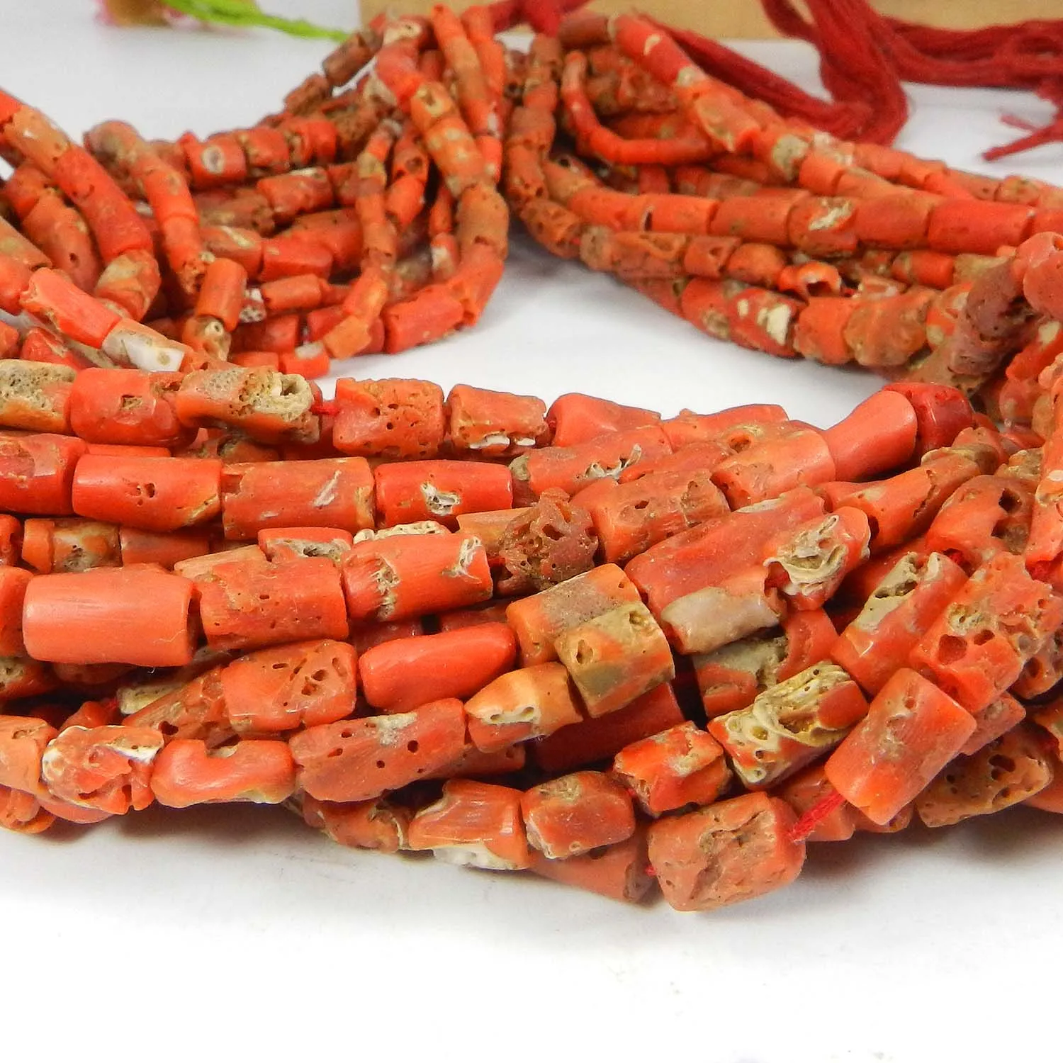 Natural Coral 11x6mm Tube Smooth Gemstone 18 Inch Strand Beads - Buy ...