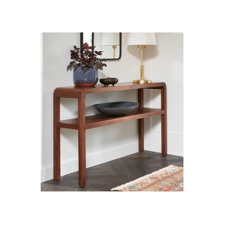 Solid Mango Wood Console Table with Storage Drawers for Home Living ...