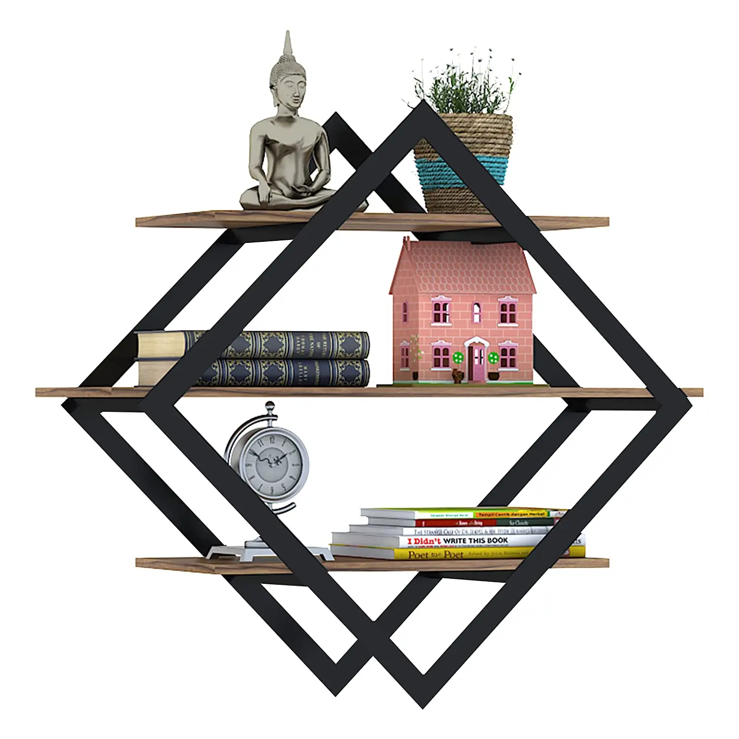 3 Tier Wall Decor Shelf Metal Wooden Rustic Decorative Hanging Entryway ...